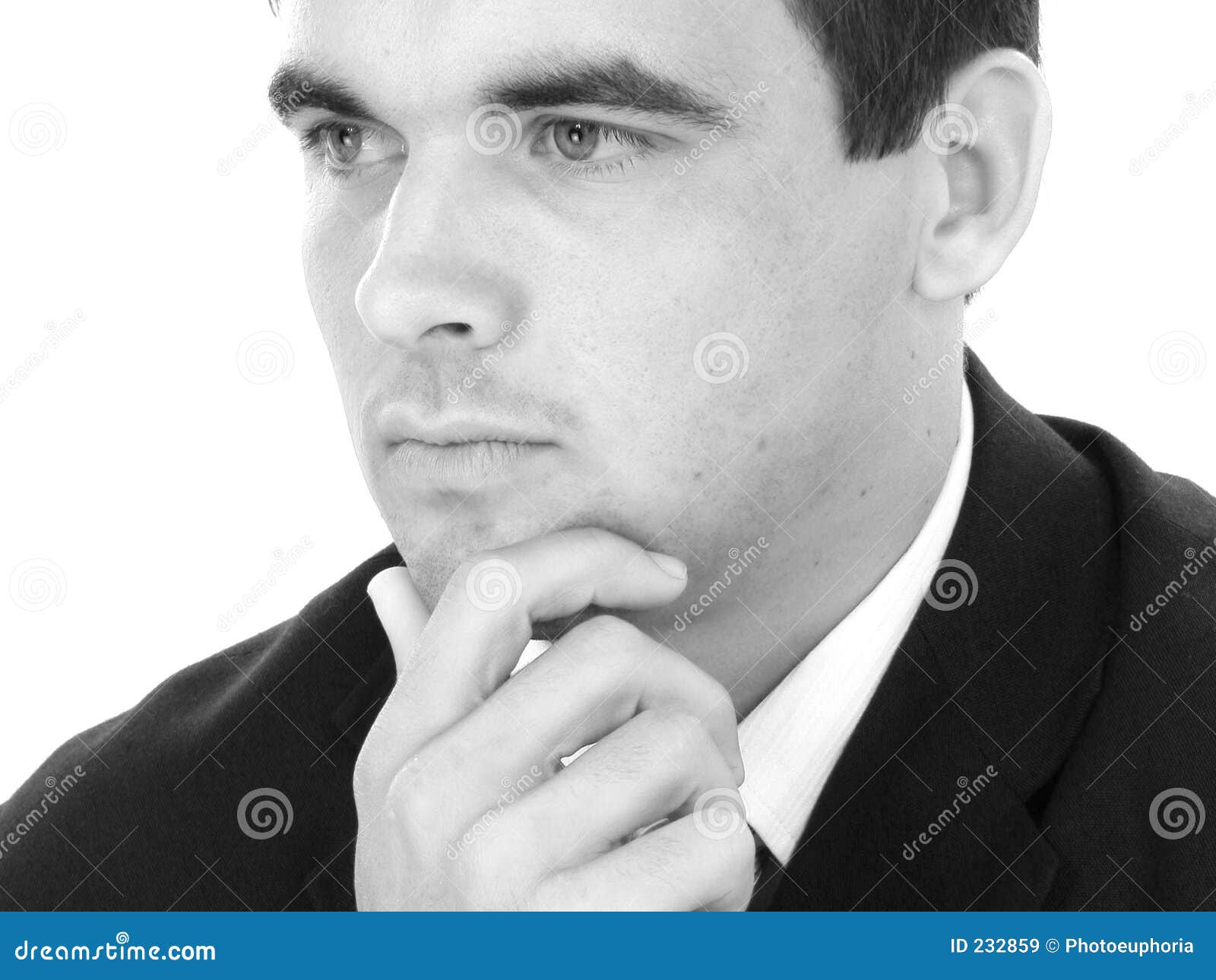 Attractive Young Businessman in Suit Thinking Stock Image - Image of ...