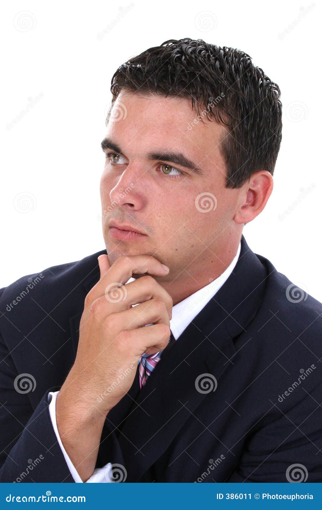 Attractive Young Businessman in Suit Thinking Stock Image - Image of ...