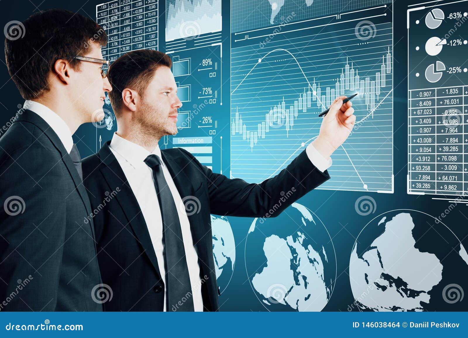 Attractive Young Businessmen with Business Interface Stock Photo ...