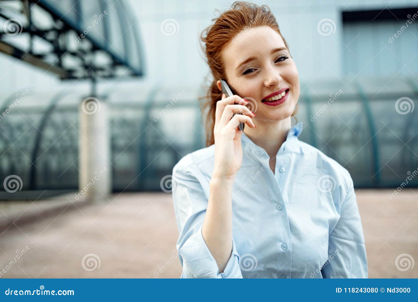Attractive Young Businesswoman Using Mobile Phone Outside Stock Photo ... Attractive Young Businesswoman Using Mobile Phone Outside Stock Photo ...