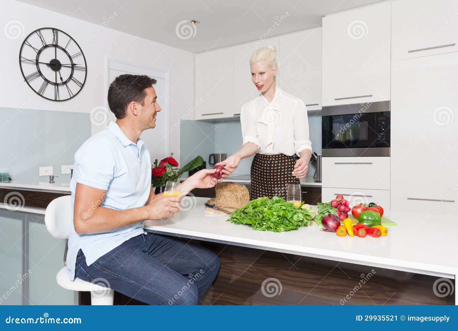 Couple in kitchen stock image. Image of estate, furniture - 29935521
