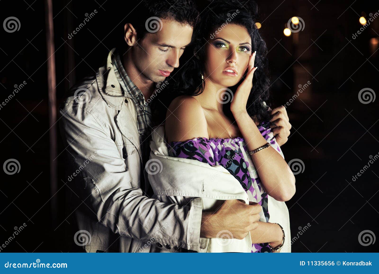 Attractive Young Couple at Night Stock Photo - Image of hairstyle ...