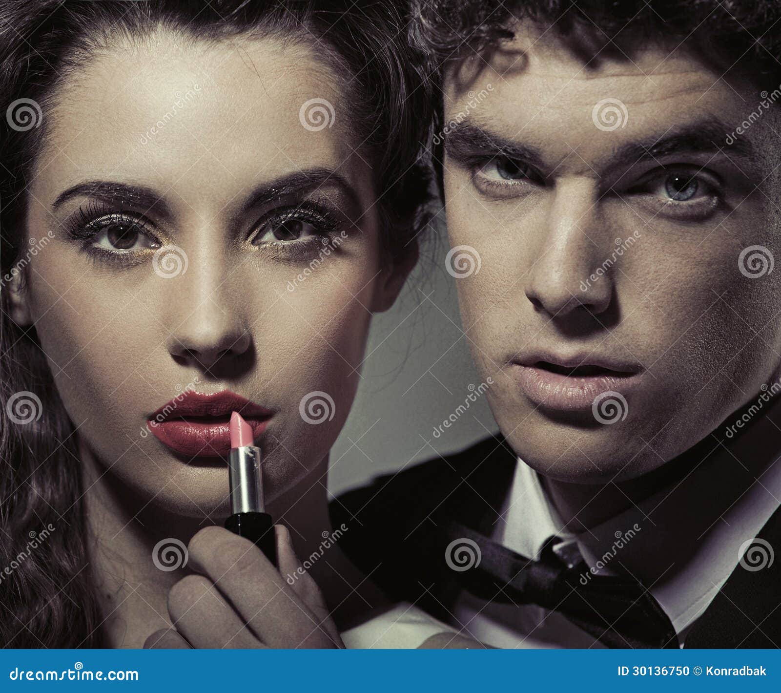 Attractive Couple Opposite the Mirror Stock Photo - Image of ...