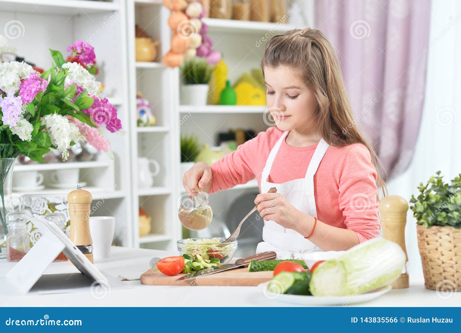 Attractive Young Girl Cooking Stock Photo - Image of home, natural ...