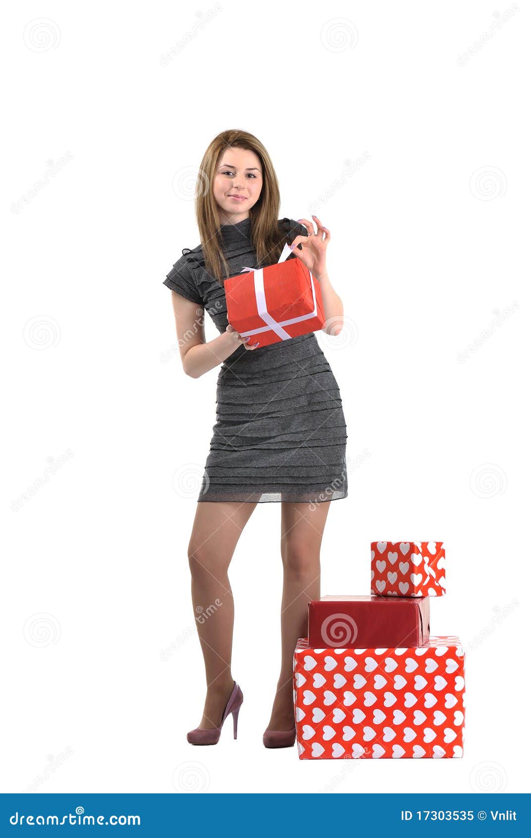 Attractive Young Girl with Gift Boxes Stock Image - Image of beautiful ...