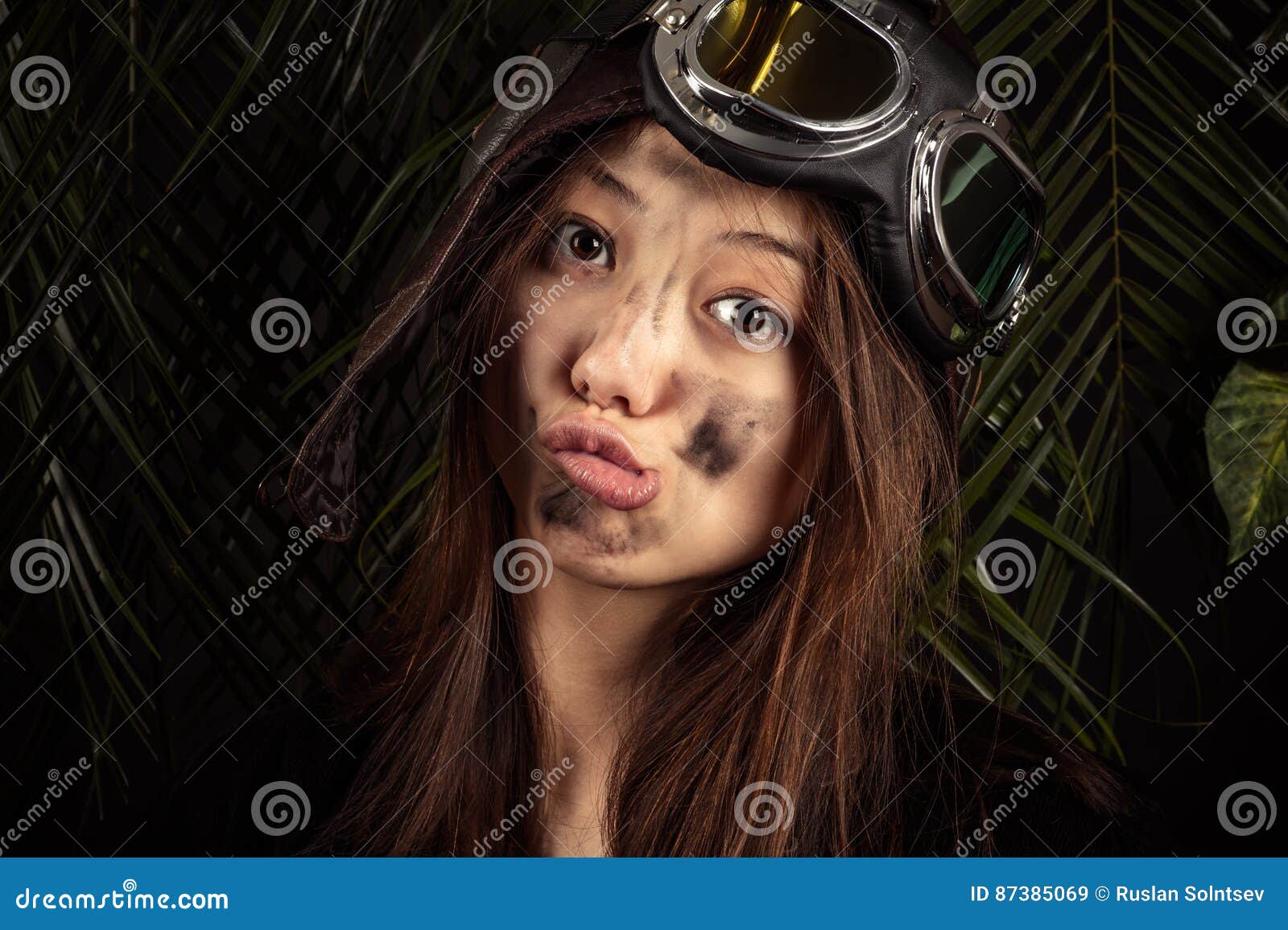 Attractive Young Girl Grimacing Face Stock Image - Image of leaves ...
