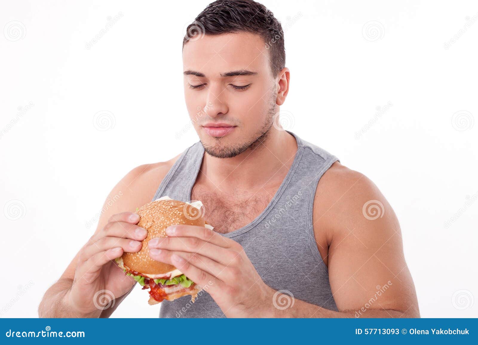 Attractive Young Guy is Refusing To Eat Unhealthy Stock Image - Image ...