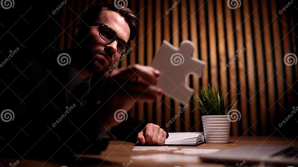 Attractive Young Guy is Solving a Problem Stock Photo - Image of ...
