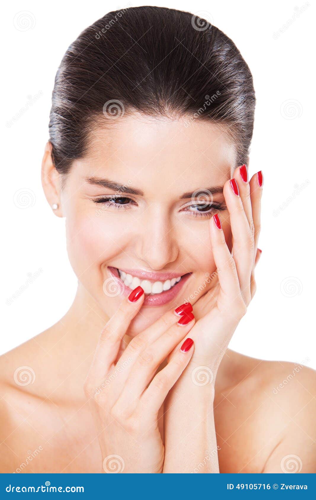 Attractive Young Happy Model with Bright Make-up Stock Photo - Image of ...