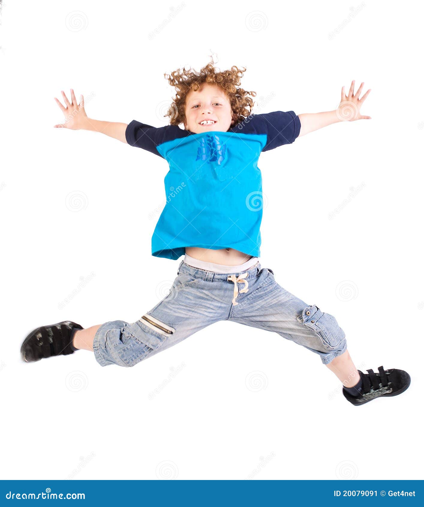 Attractive Young Kid Jumping High, Indoors Stock Image - Image of ...