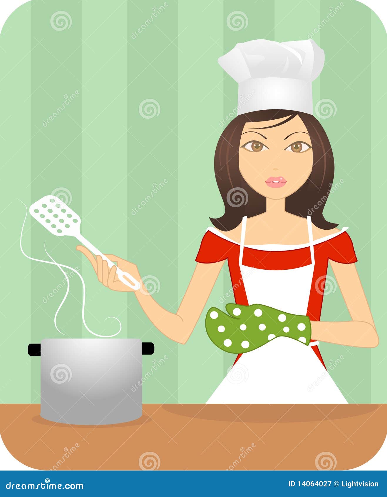 An Attractive Young Lady Cooking in the Kitchen Stock Vector ...
