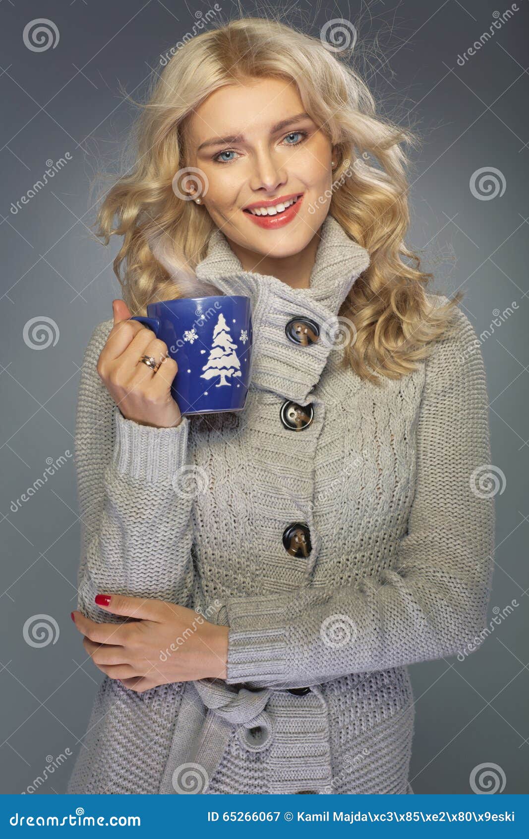 Attractive Young Lady with Cup of Tea Stock Image - Image of copy ...