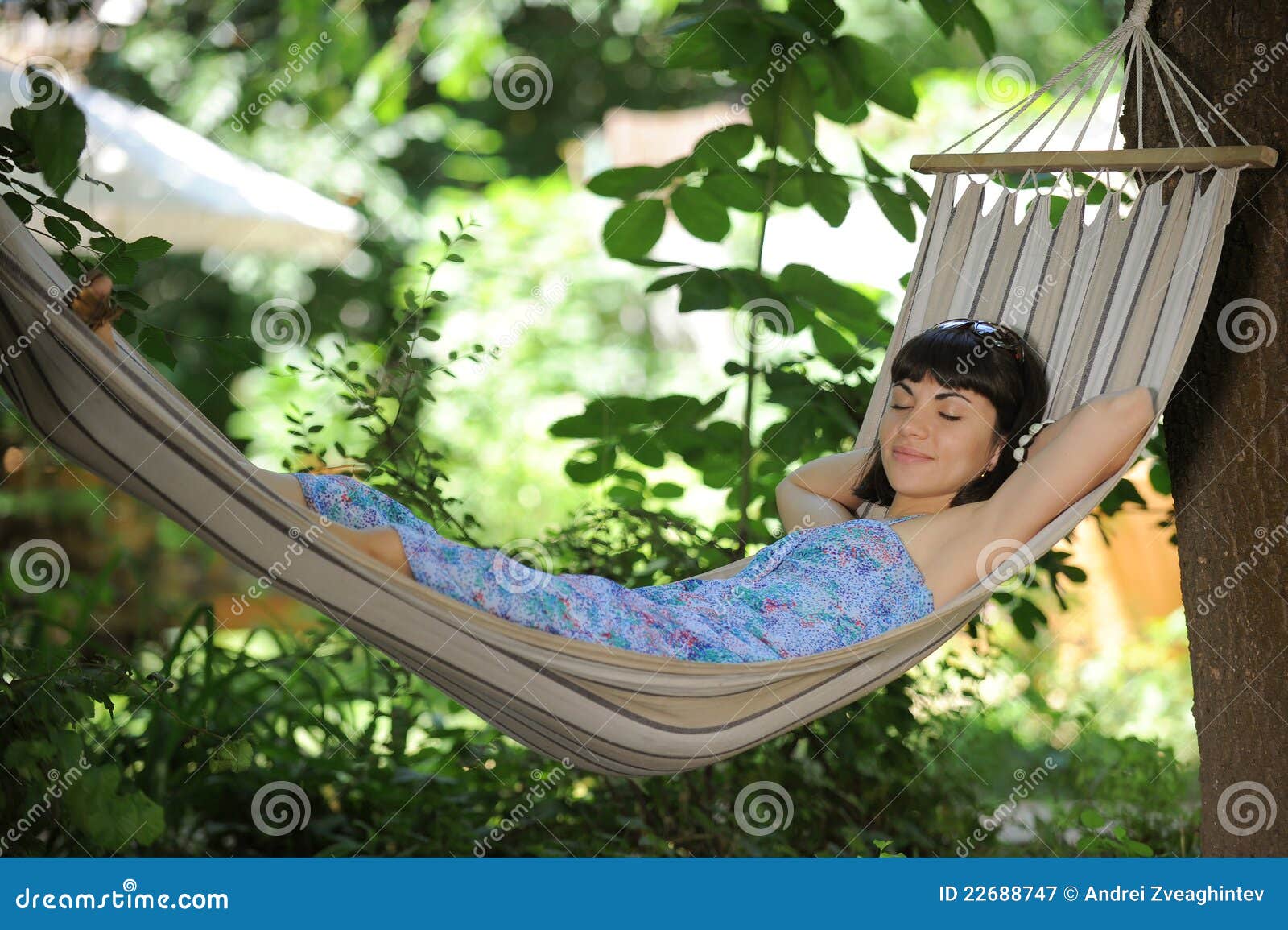 Attractive Young Lady in a Hammock Stock Image - Image of female, girl ...