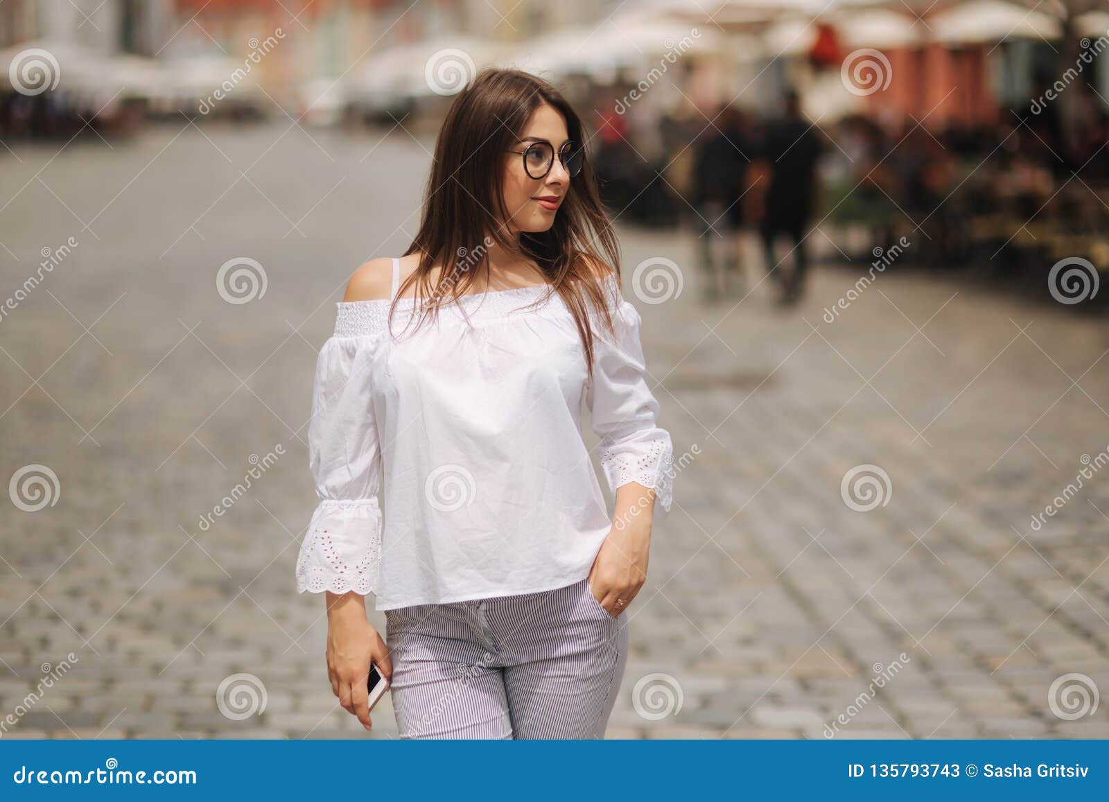Attractive Young Lady Stand in Centre of the City Stock Image - Image ...