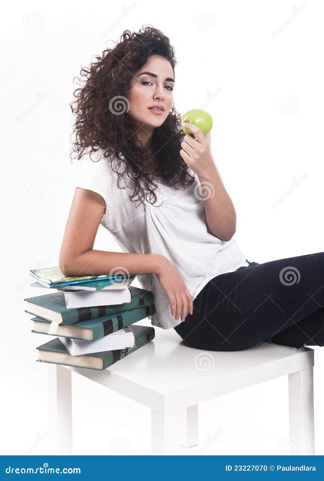 Attractive Young Lady Taking Some Rest with an App Stock Photo - Image ...