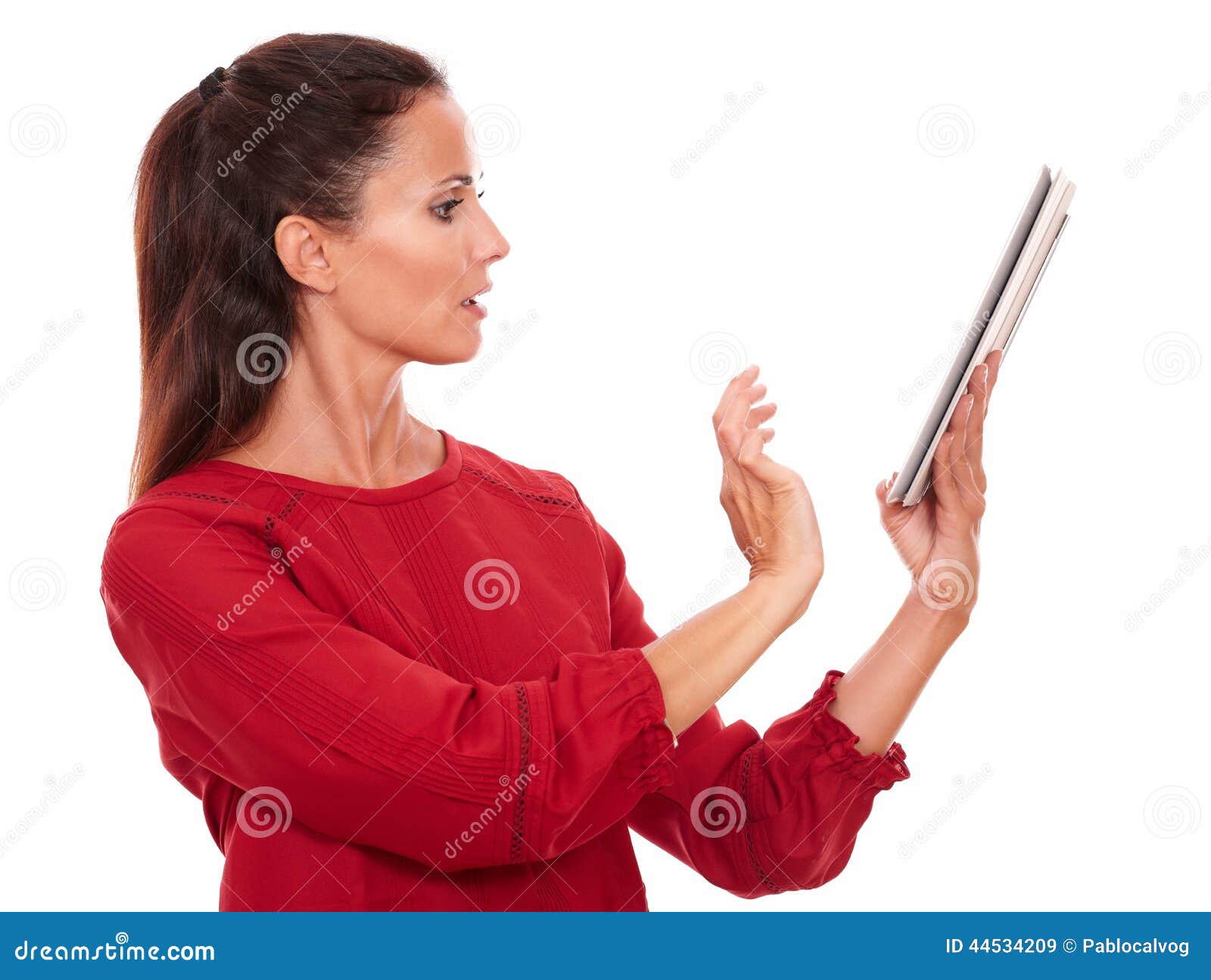Attractive Young Lady Using Her Tablet Pc Stock Image - Image of ...