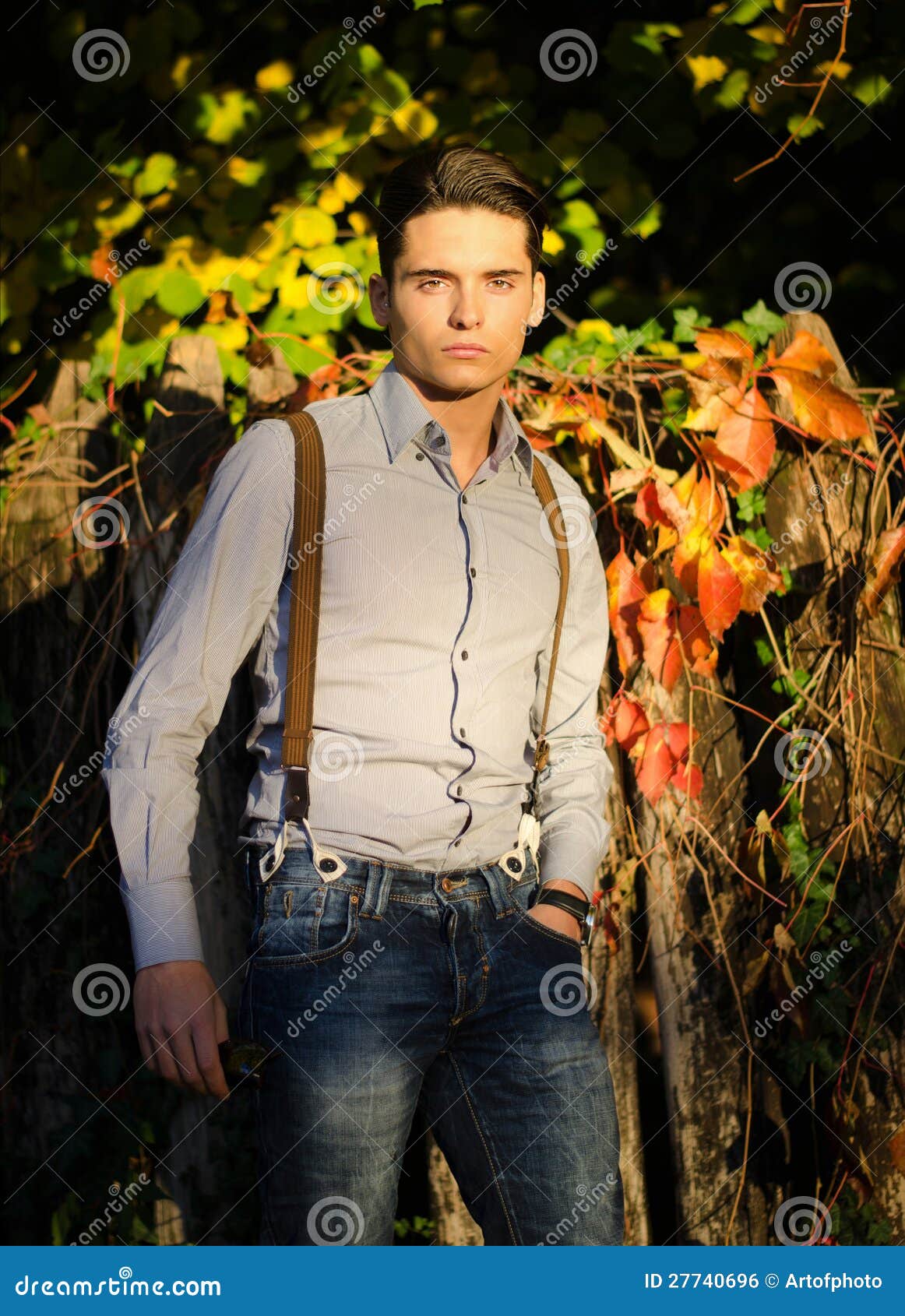 Attractive Young Male Model in Fall (autumn) Stock Photo - Image of ...