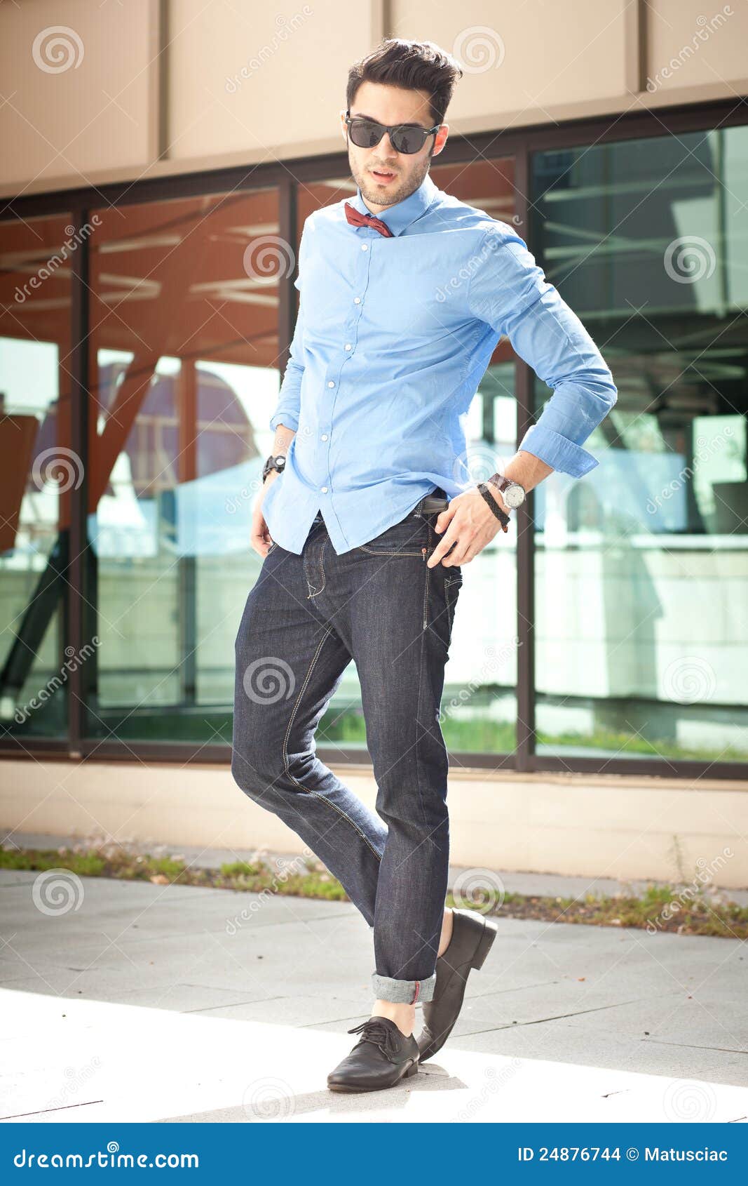 Attractive Young Male Model Posing Outdoors Stock Photo - Image of ...