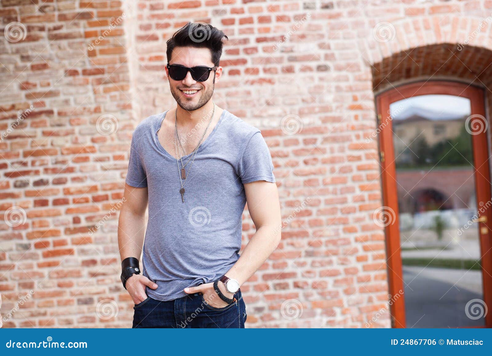 Attractive Young Male Model Smiling Stock Photo - Image of action ...