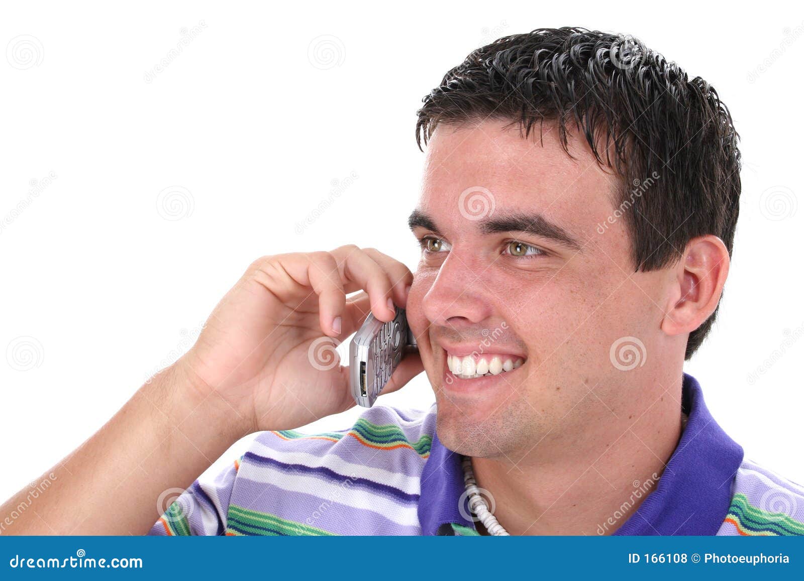 Attractive Young Man on Cellphone with Smile Stock Photo - Image of ...