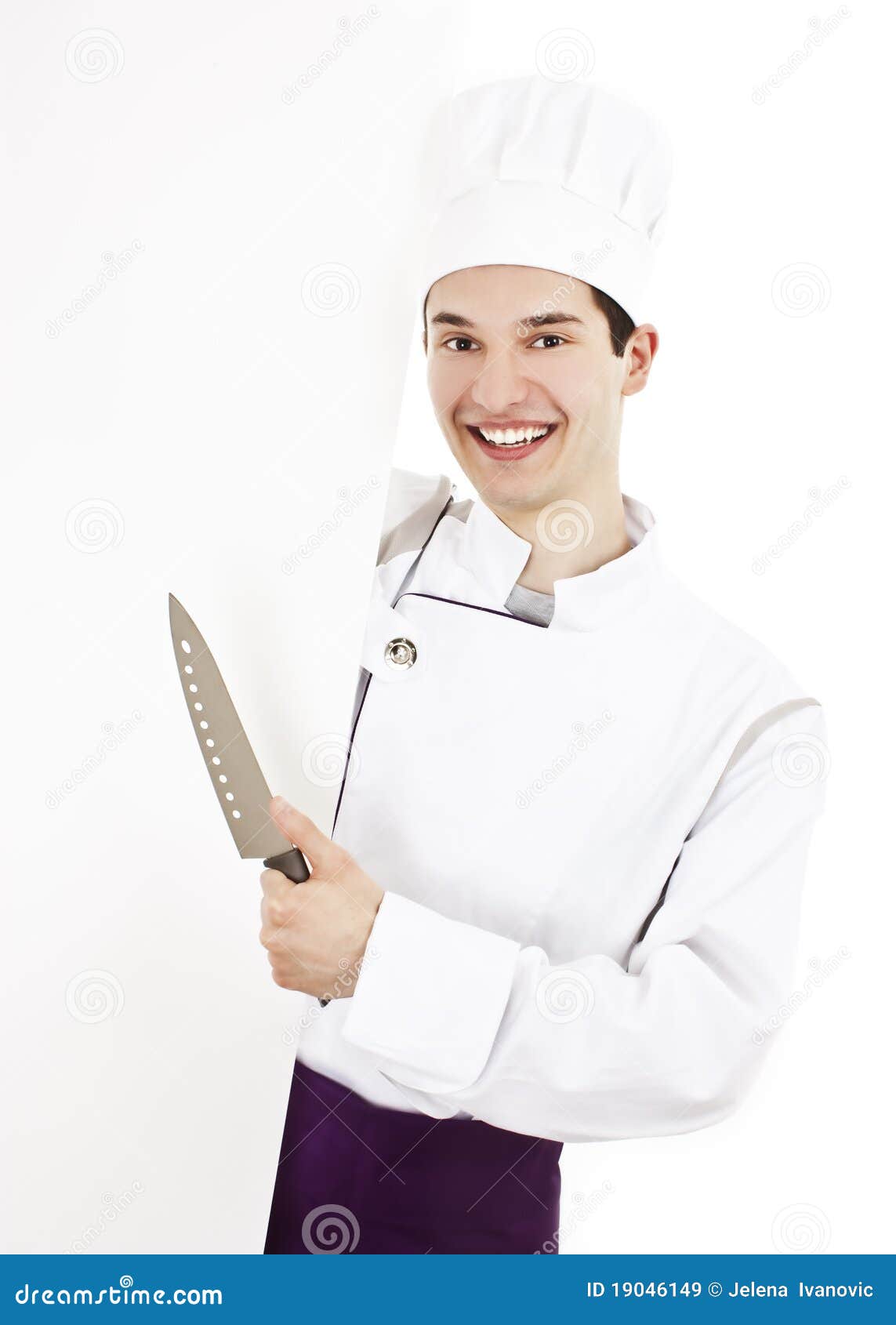 Attractive Young Man Chef Holding Knife Stock Image - Image of cuisine ...