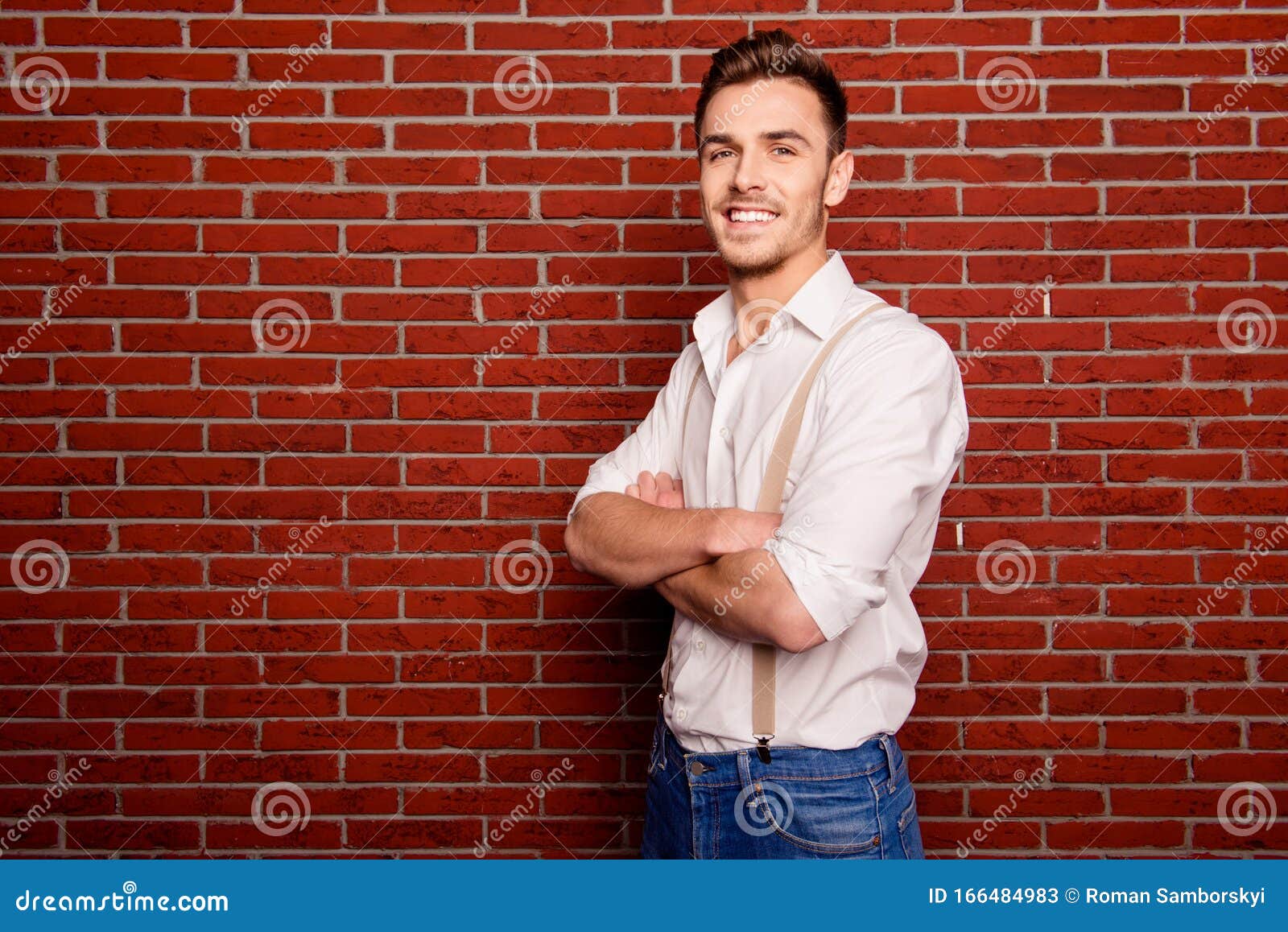 Attractive Young Man with Crossed Hands Stock Image - Image of business ...