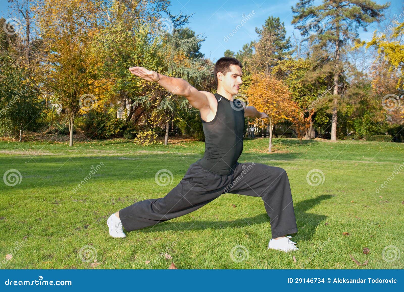 Attractive Young Man Doing Exercise in Park Stock Photo - Image of ...