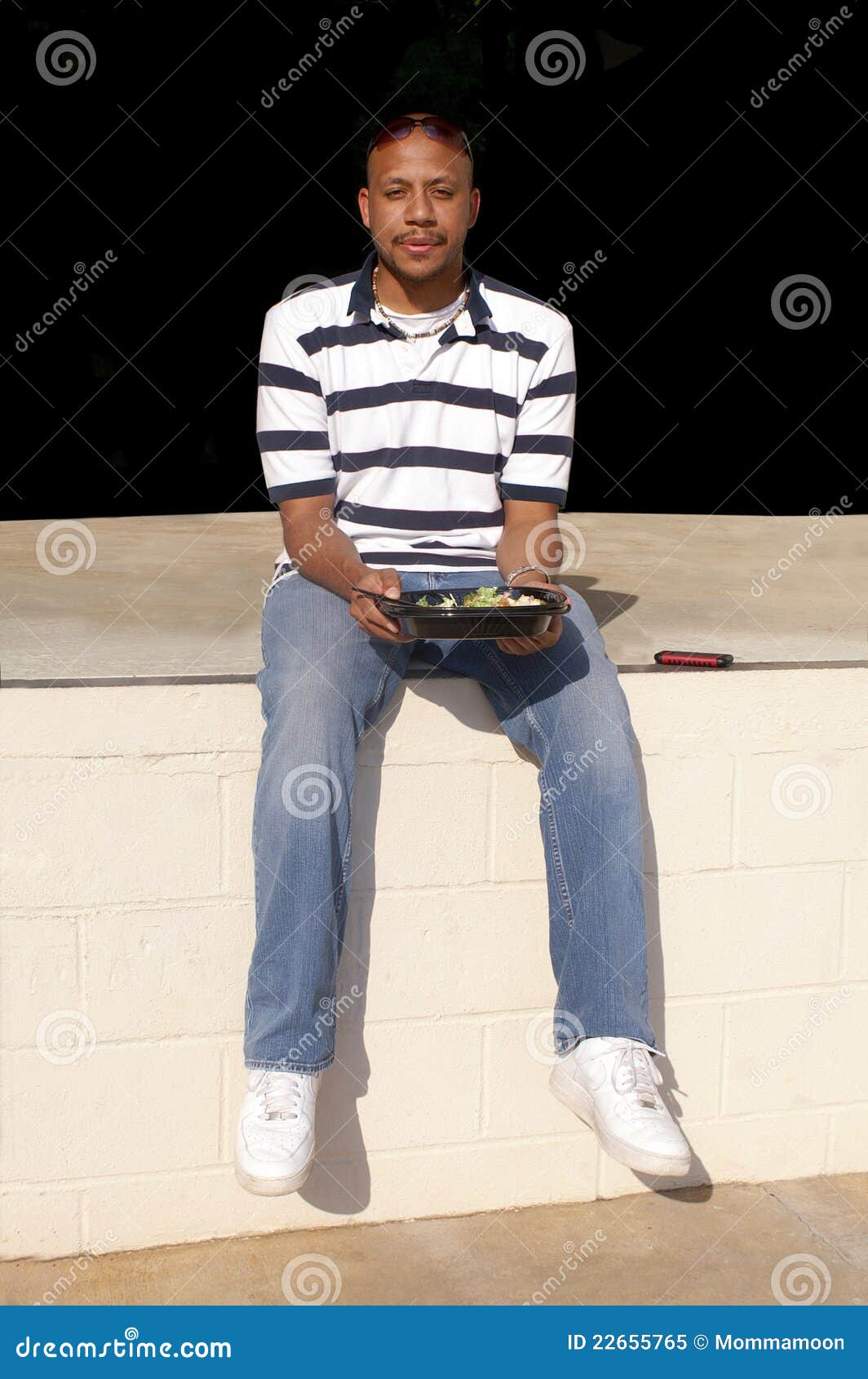 Attractive Young Man Eating Lunch Stock Image - Image of white ...