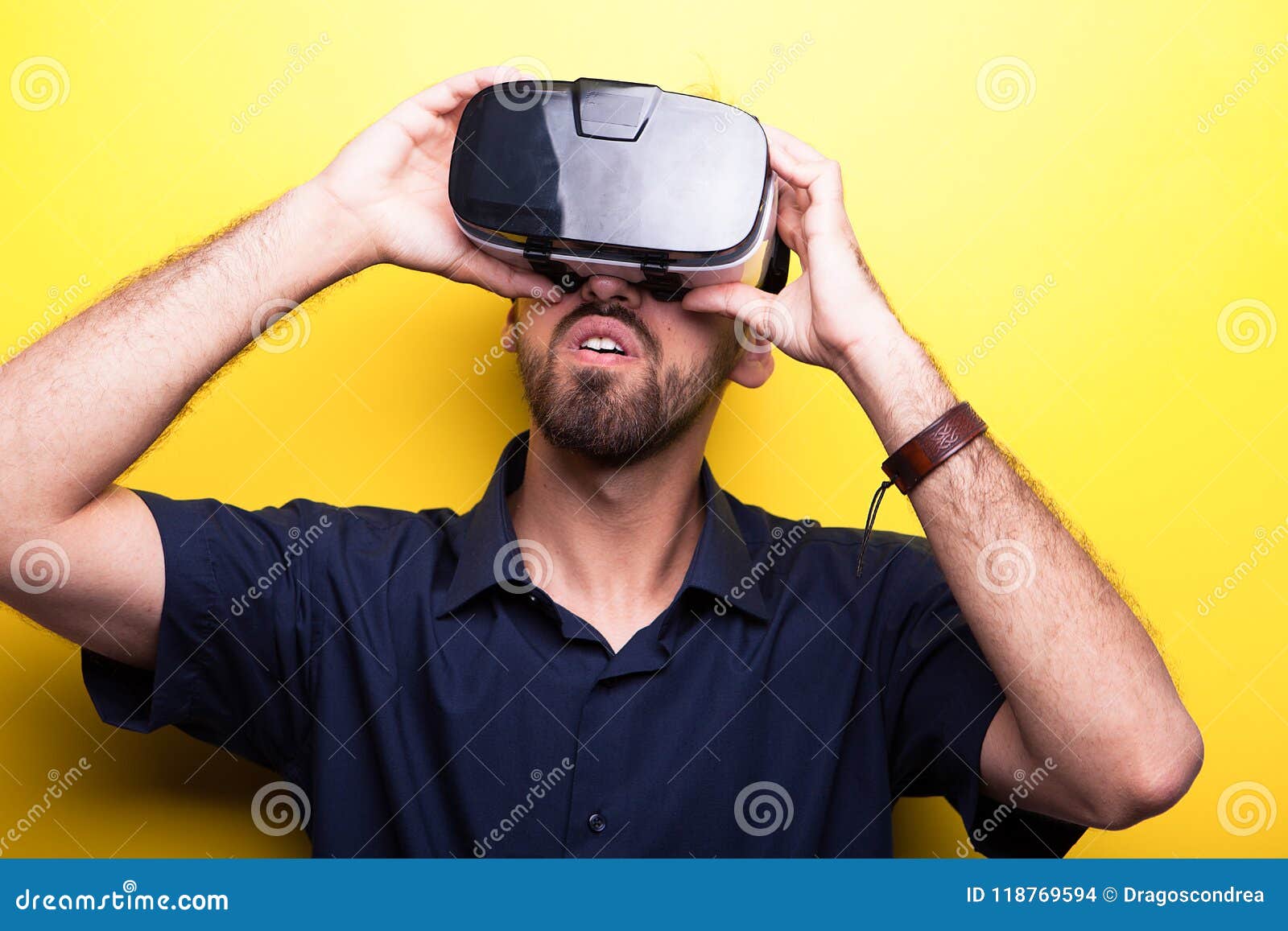 Attractive Young Man Having a Blast with His VR Headset Stock Photo ...