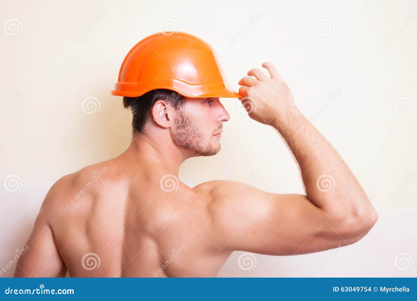 Attractive Young Man in a Helmet Stock Photo - Image of beautiful ...