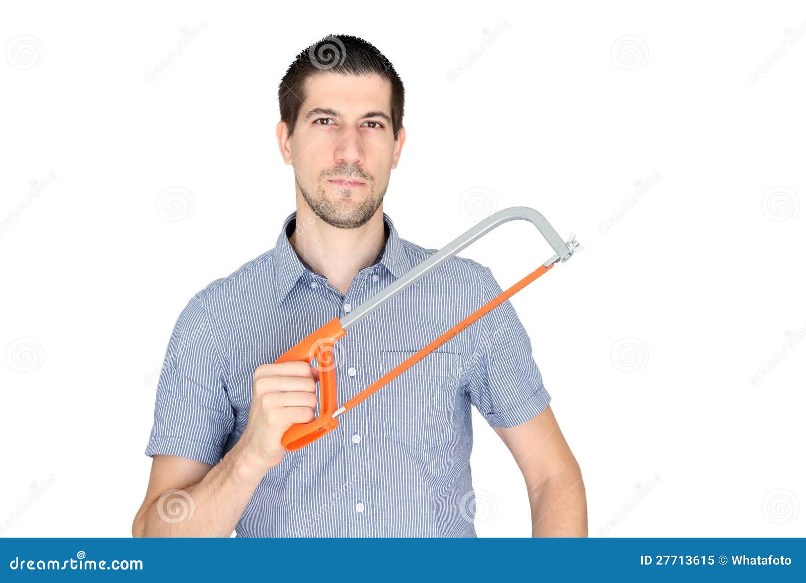 Attractive Young Man Holding a Handsaw Stock Image - Image of business ...