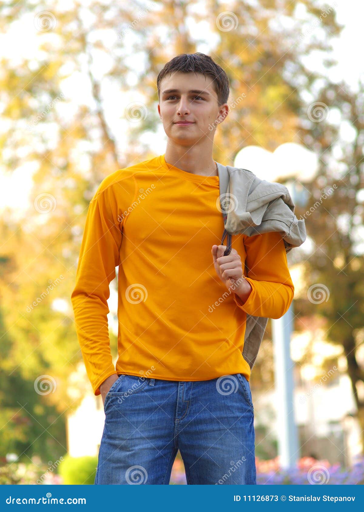 Attractive Young Man with Jacket in Hands Stock Image - Image of jacket ...