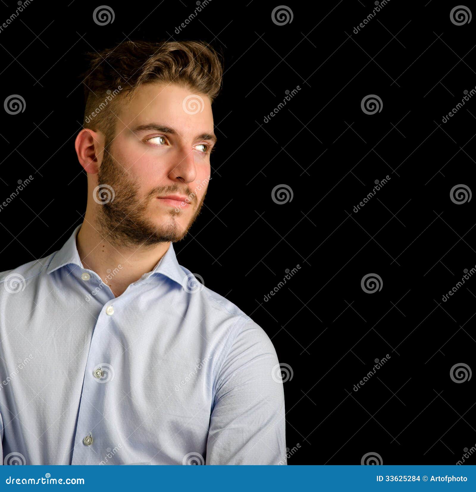 Attractive Young Man Looking To a Side, Large Copy-space Stock Photo ...