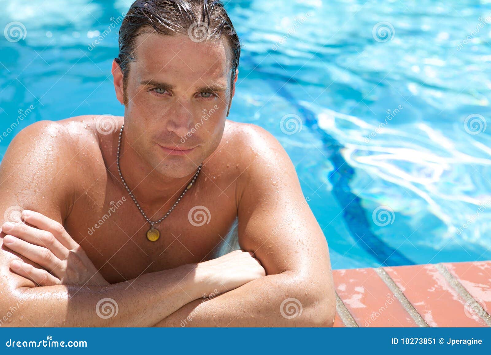 Attractive Young Man in Pool Stock Image - Image of good, lifestyle ...