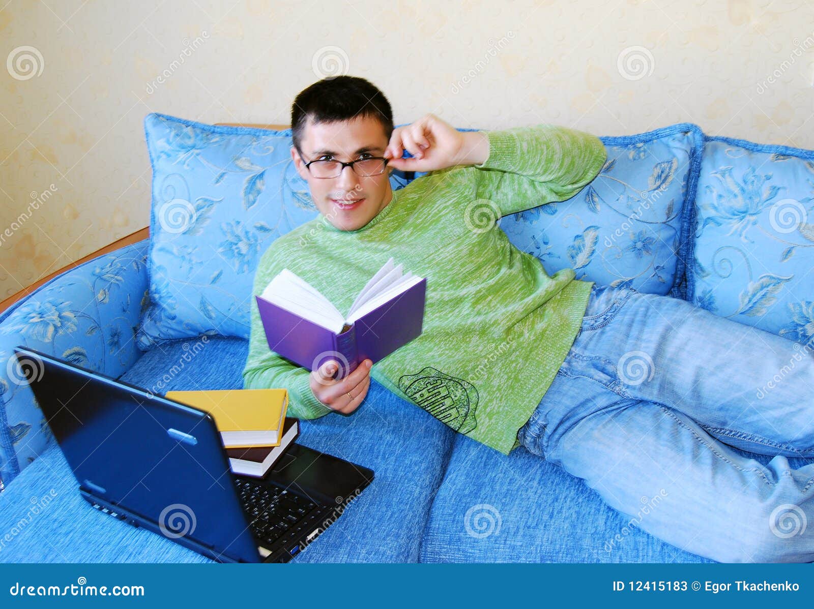 Attractive Young Man Reading a Book. Stock Image - Image of exam ...