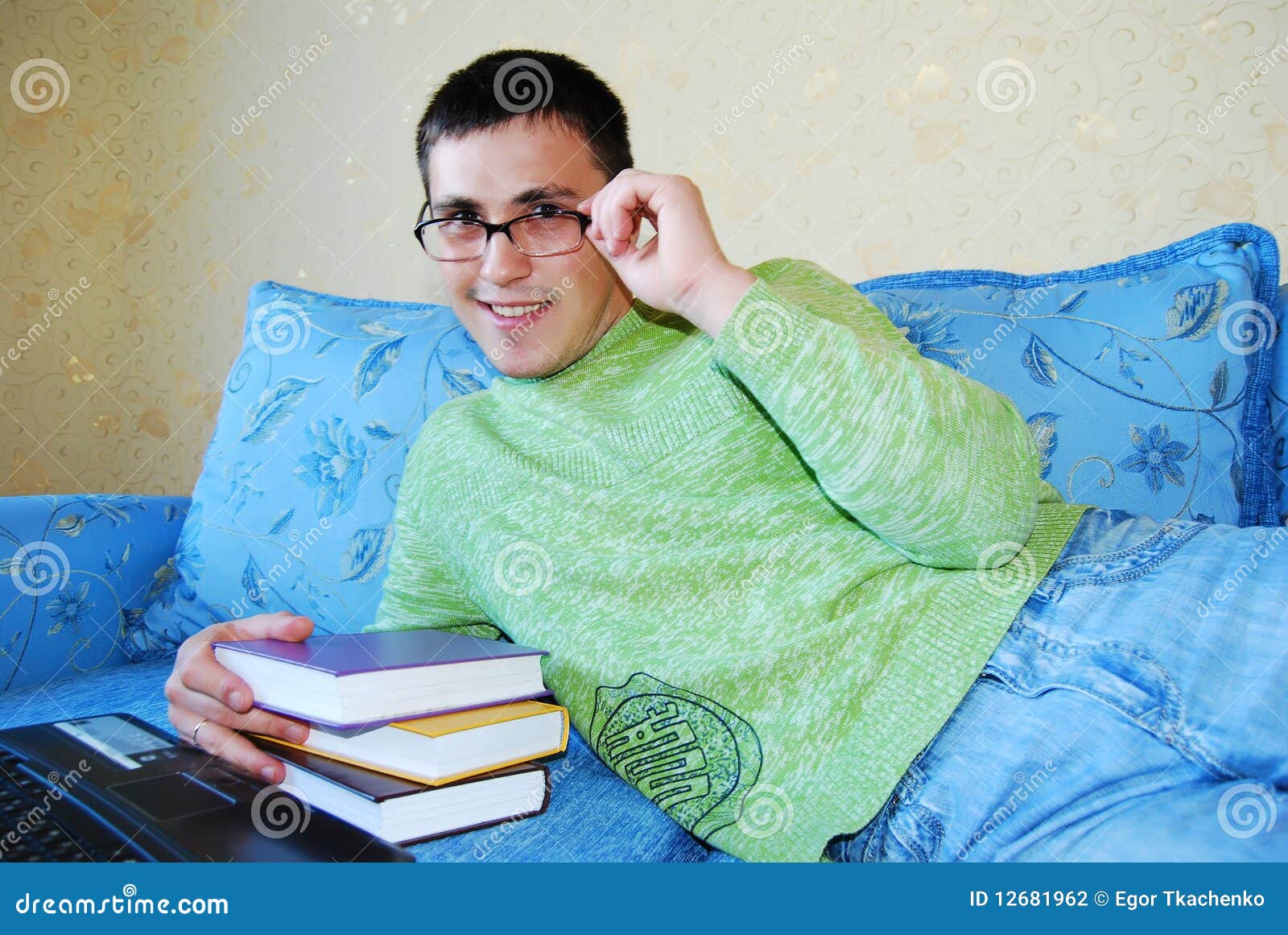 Attractive Young Man Reading a Book. Stock Photo - Image of caucasian ...