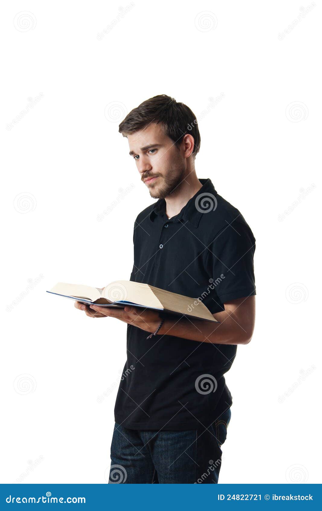 Attractive Young Man Reading a Book Stock Image - Image of student ...
