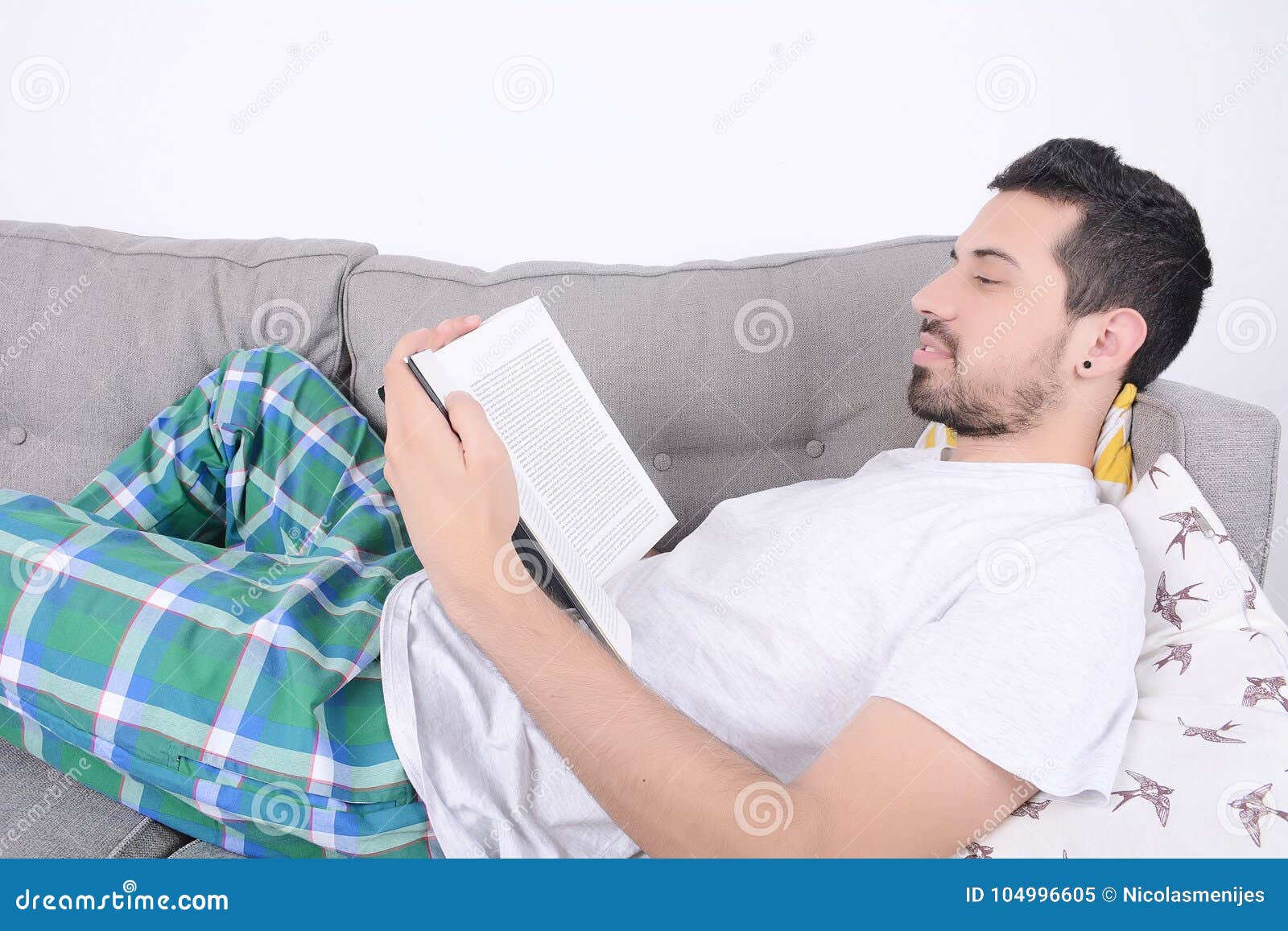 Man reading a book. stock image. Image of comfortable - 104996605