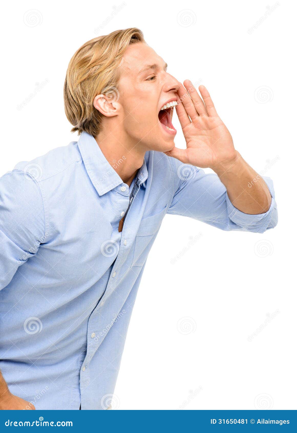 Attractive Young Man Shouting Isolated on White Background Stock Image ...