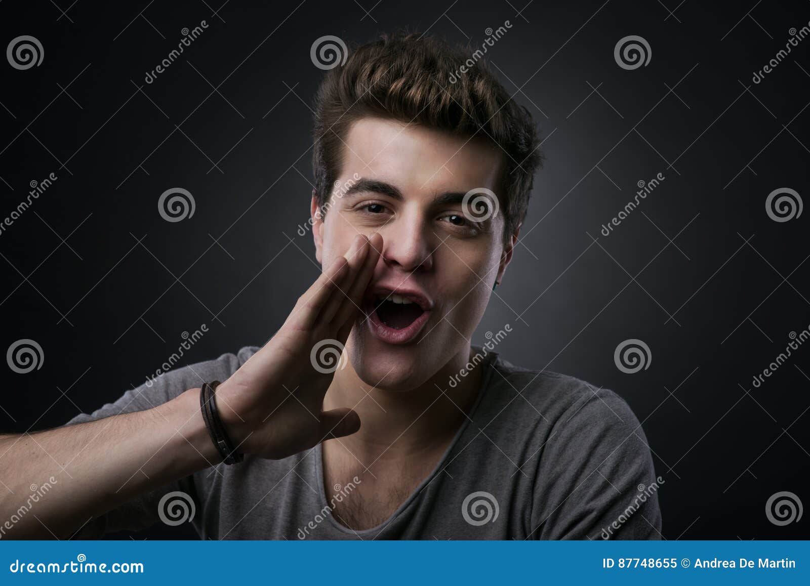 Attractive Young Man Shouting Out Loud Stock Image - Image of ...