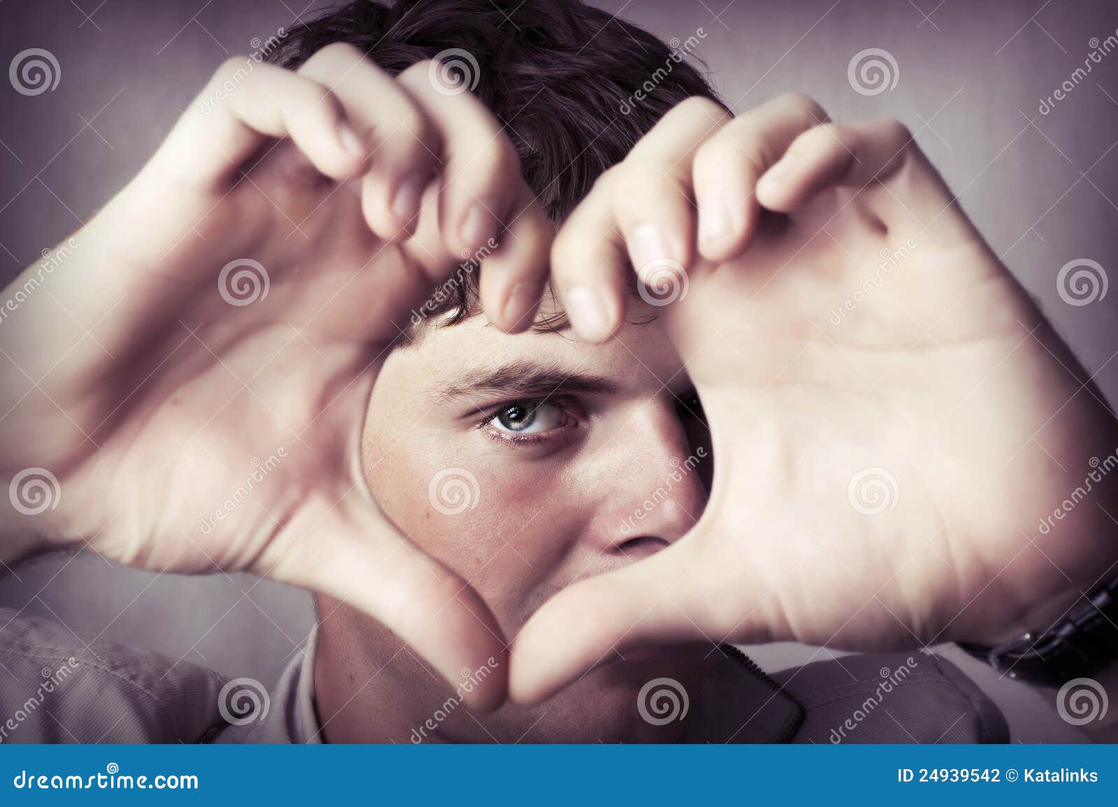 Attractive Young Man Show Love Sign Stock Photo - Image of lifestyle ...