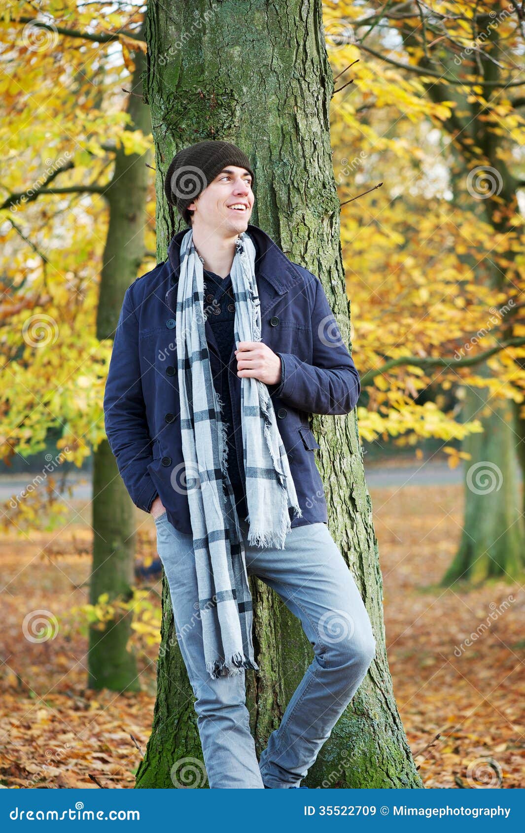 Attractive Young Man Standing Outdoors on an Autumn Day Stock Image ...