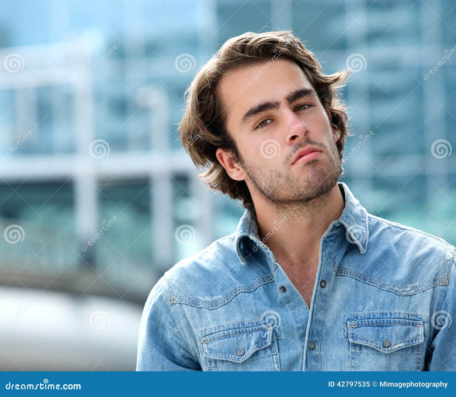 Attractive Young Man Standing Outside Stock Image - Image of modern ...