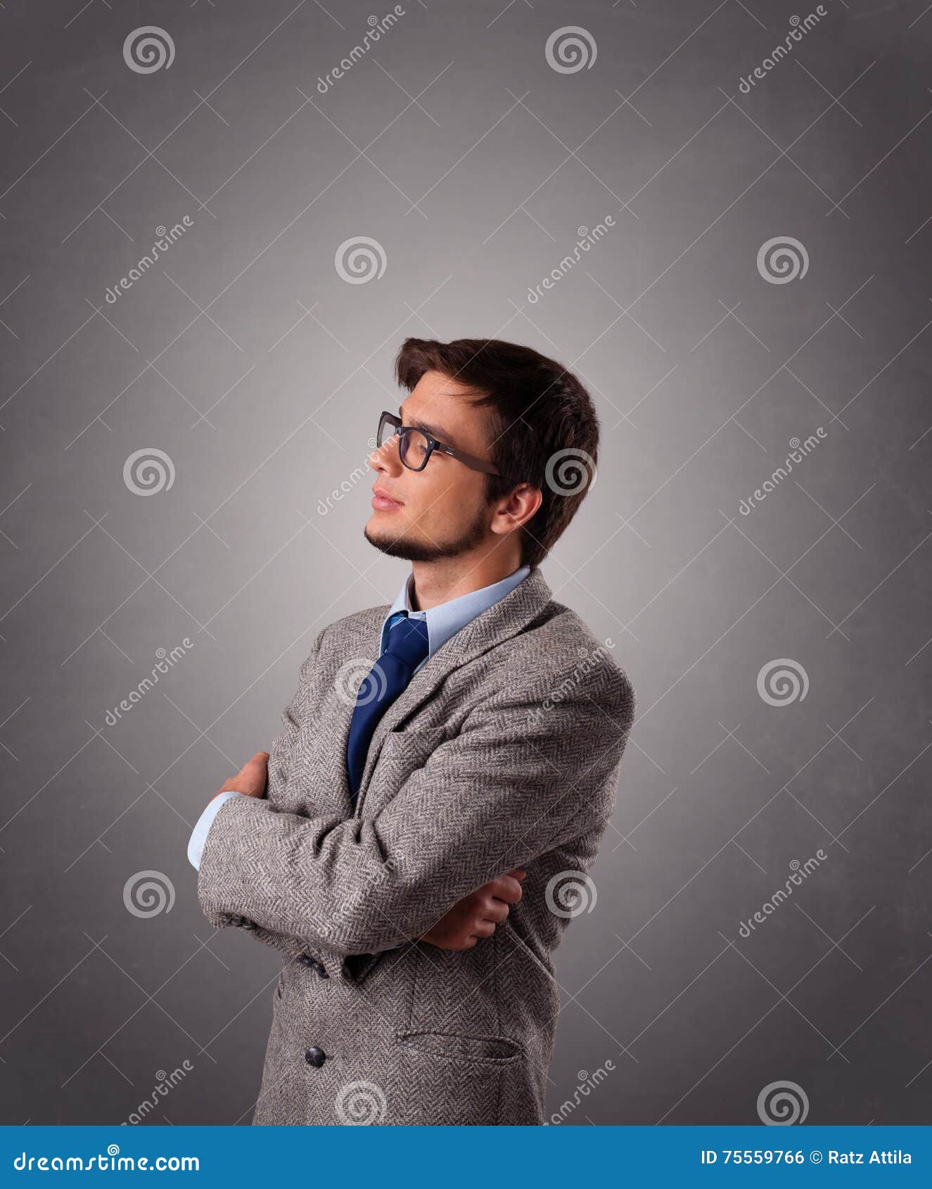 Attractive Young Man Standing and Thinking with Copy Space Stock Photo ...