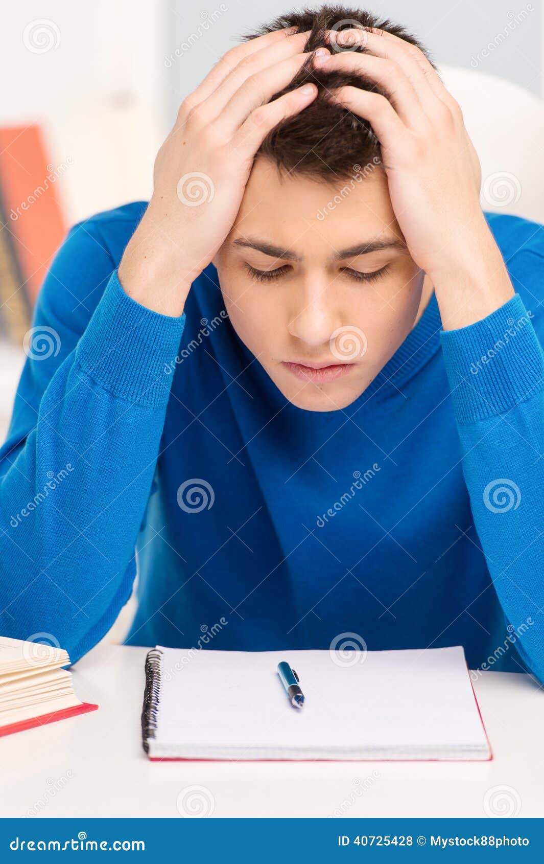 Attractive Young Man Studying Lessons. Stock Photo - Image of ...