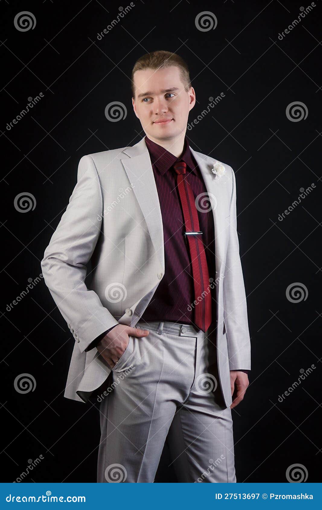 Attractive Young Man in Suit and Tie Stock Image - Image of smiling ...