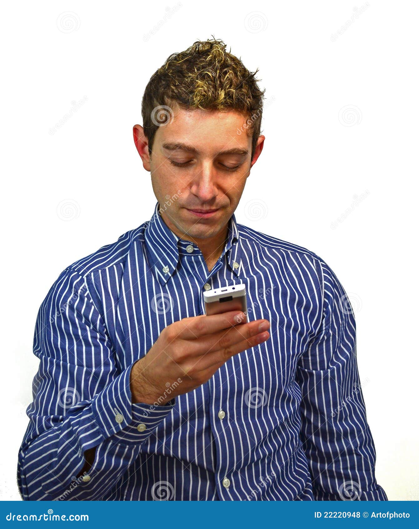 Attractive Young Man Texting on Cell Phone Stock Photo - Image of happy ...
