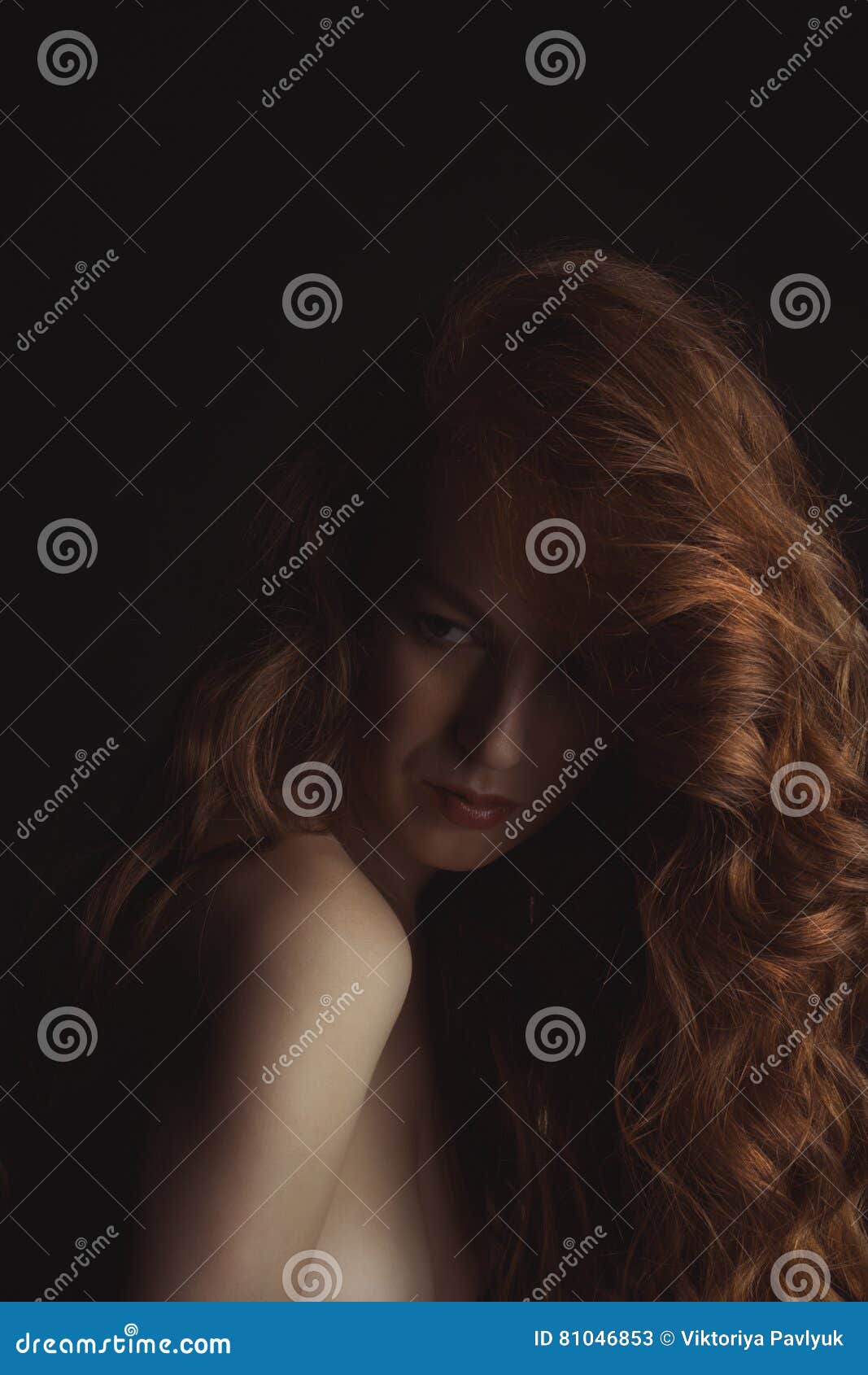 Attractive Young Model in the Dark at Studio Stock Image - Image of ...
