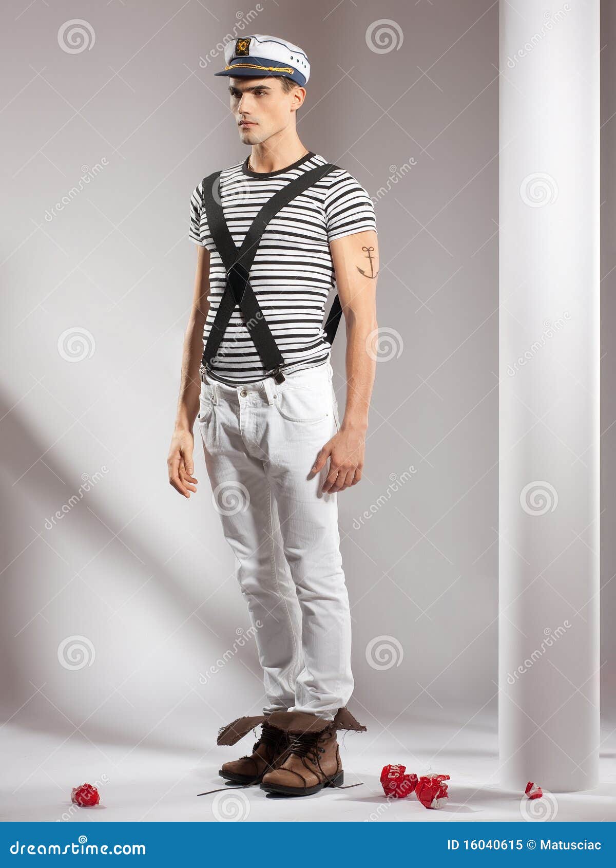 Attractive Young Model Dressed Like a Sailor Stock Image - Image of ...