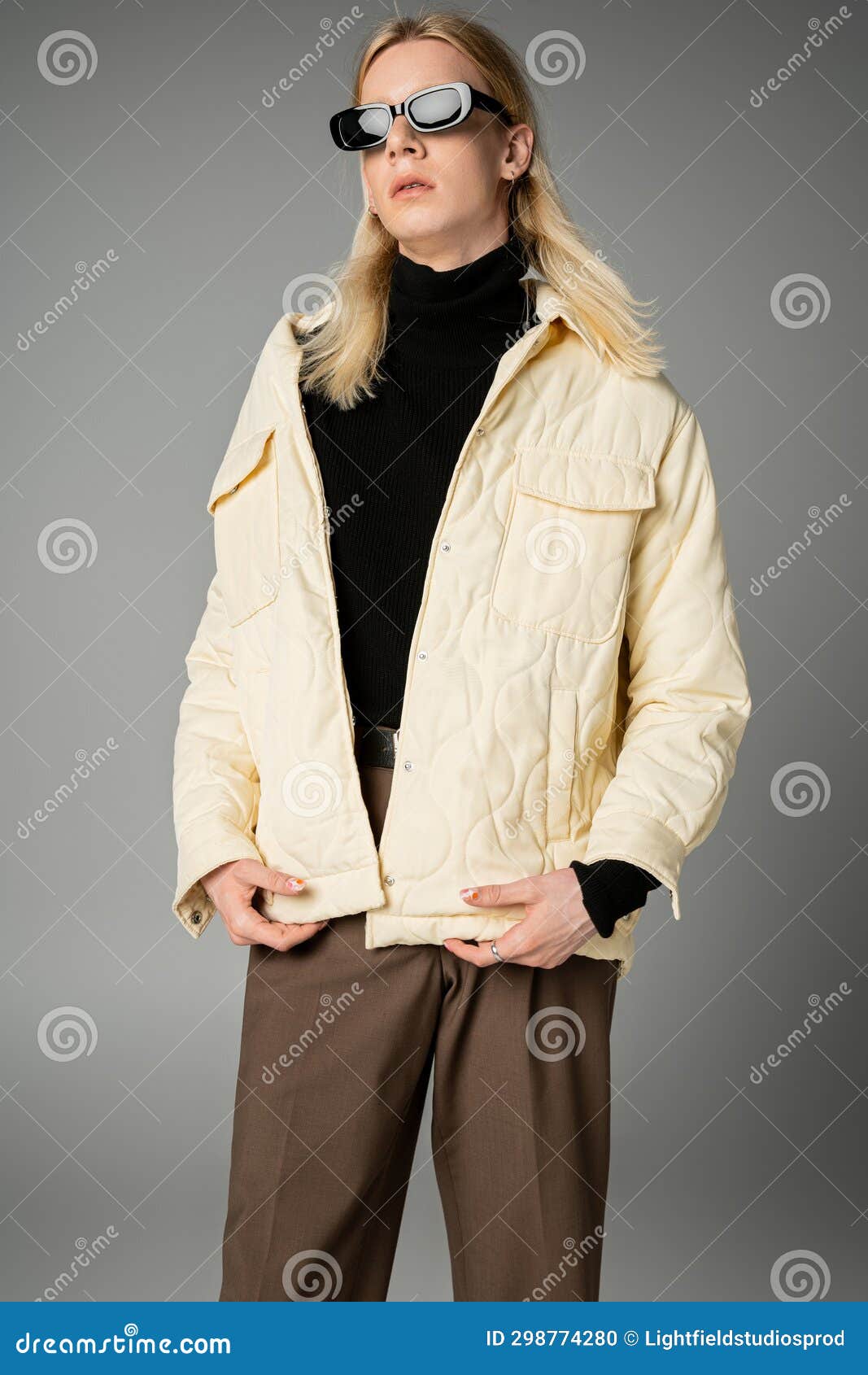 Attractive Young Non Binary Model in Stock Photo - Image of sunglasses ...